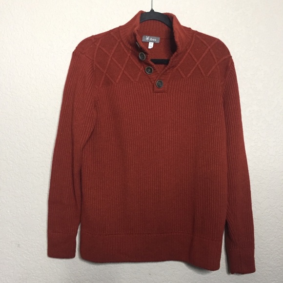 ibex | Sweaters | Ibex Rust Orange Merino Wool Sweater 4 Button Up ...